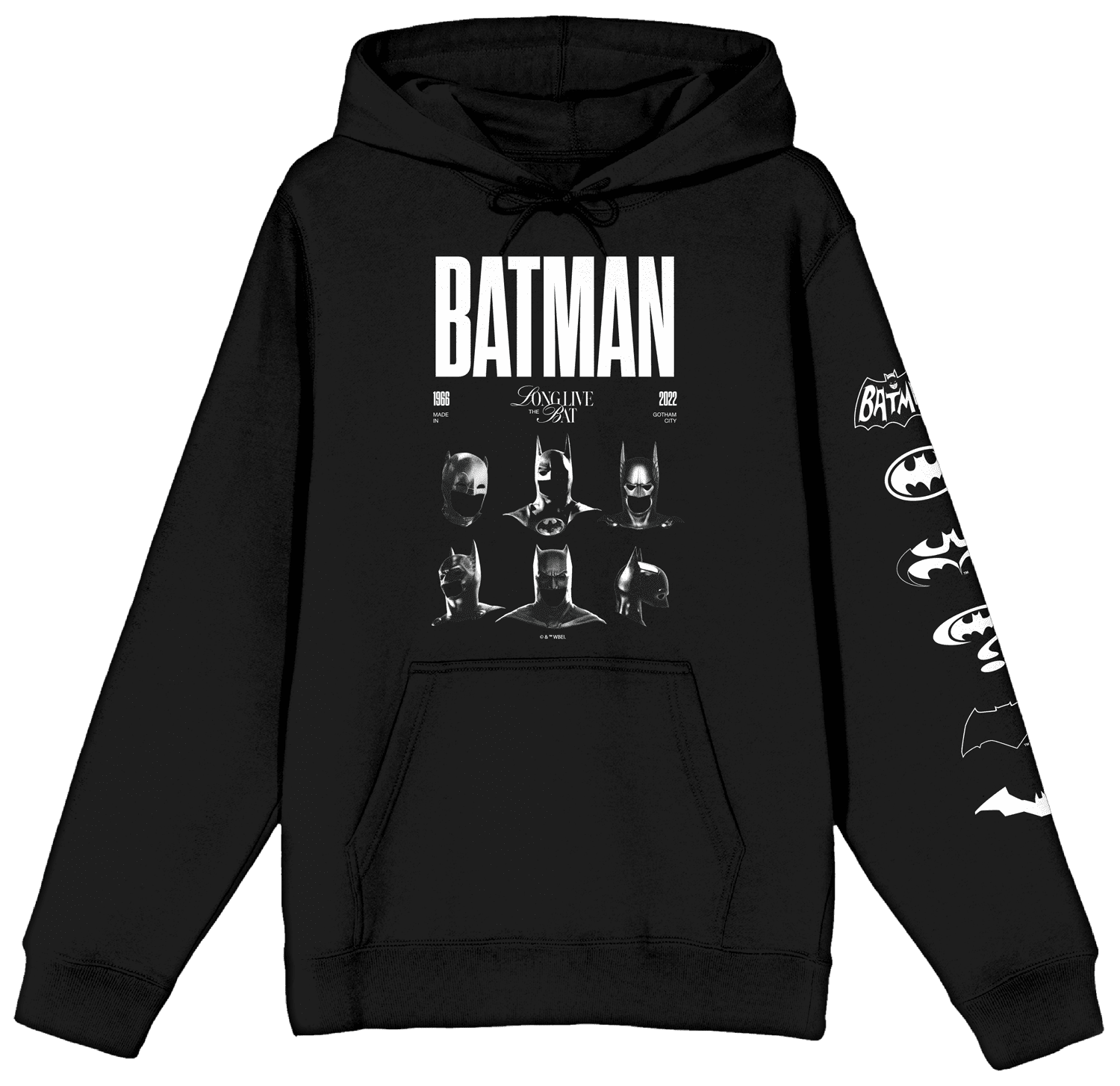 Batman 85th Mashup Headgear Long Sleeve Black Adult Hooded Sweatshirt ...
