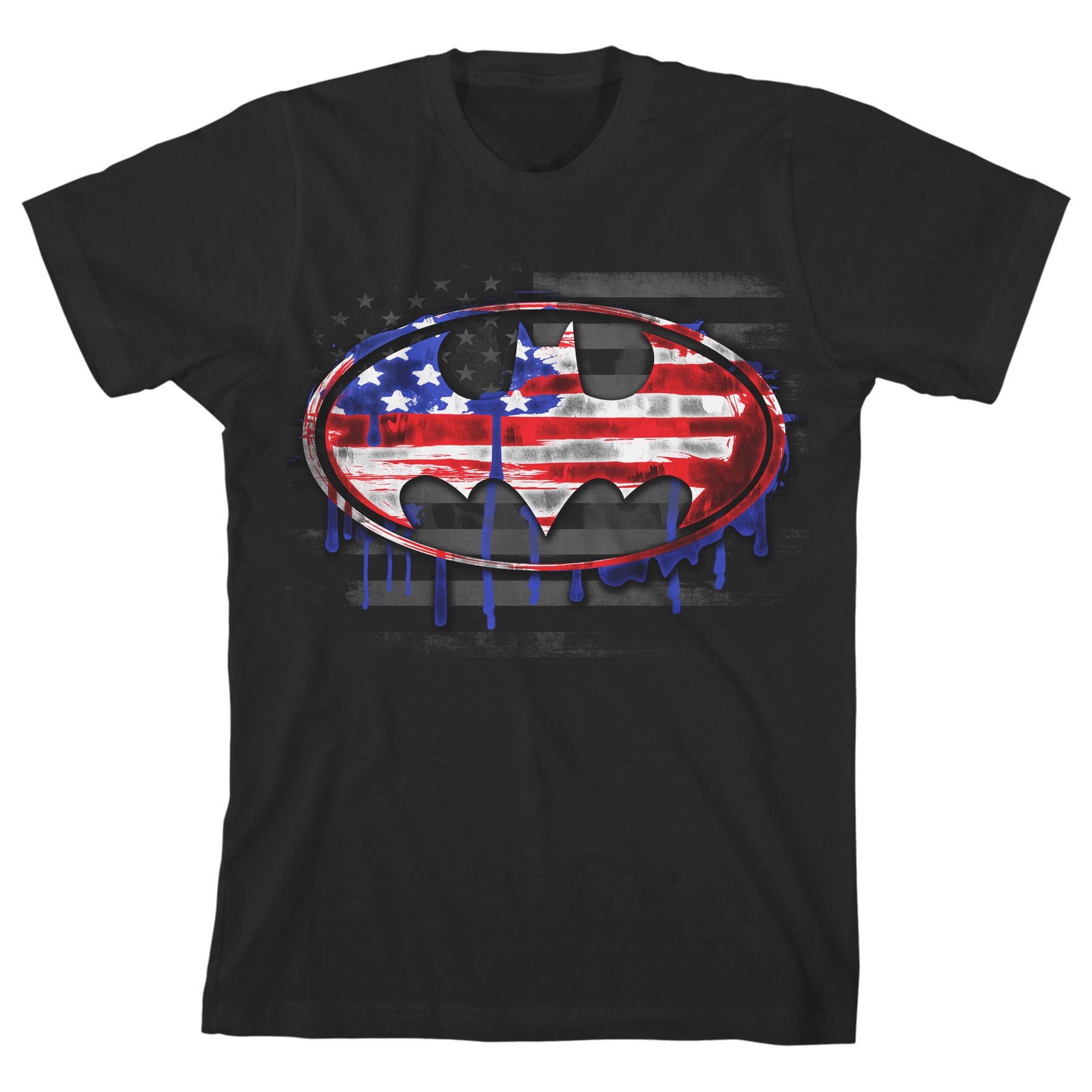 Batman American Flag Bat Signal Youth Black Graphic Tee-Small - Walmart.com