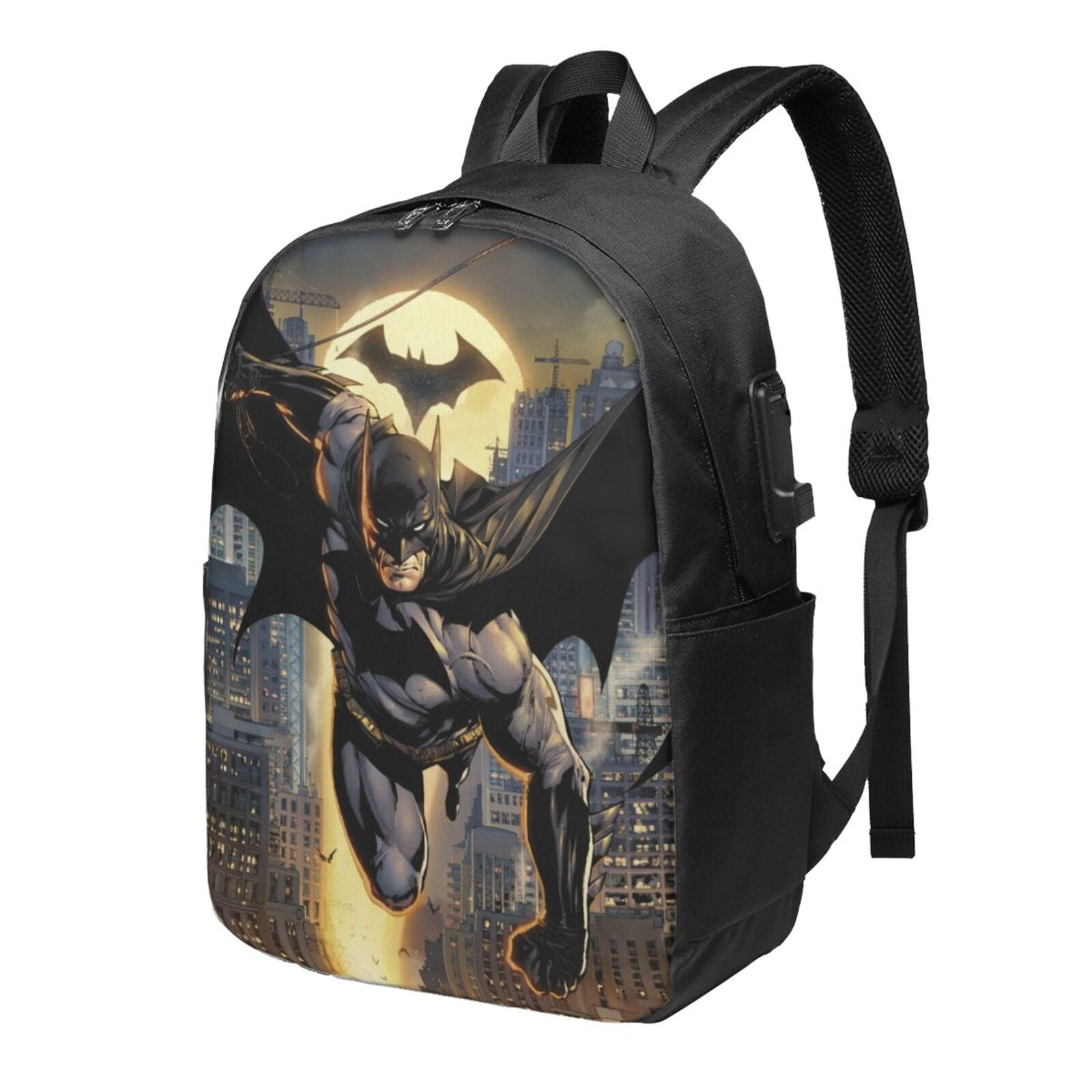 Batman Backpack Large Laptop Bookbag with usb Charging Port College ...