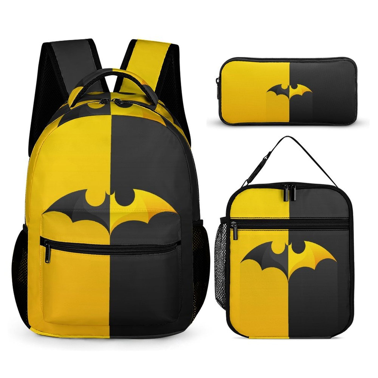 Batman Backpacks 3 Piece Set Bookbag with Lunch Bag And Pencil Case ...