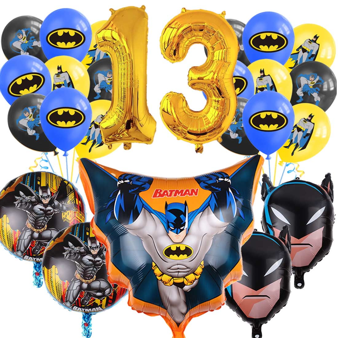 Batman Balloons Party Supplies 13th Big Number Decorations Decor Kit Birthday - Walmart.com