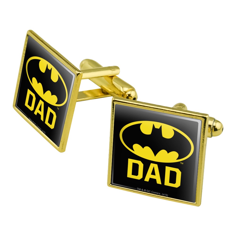 Batman Bat Dad Shield Logo Square Cufflink Set - Silver or Gold ...
