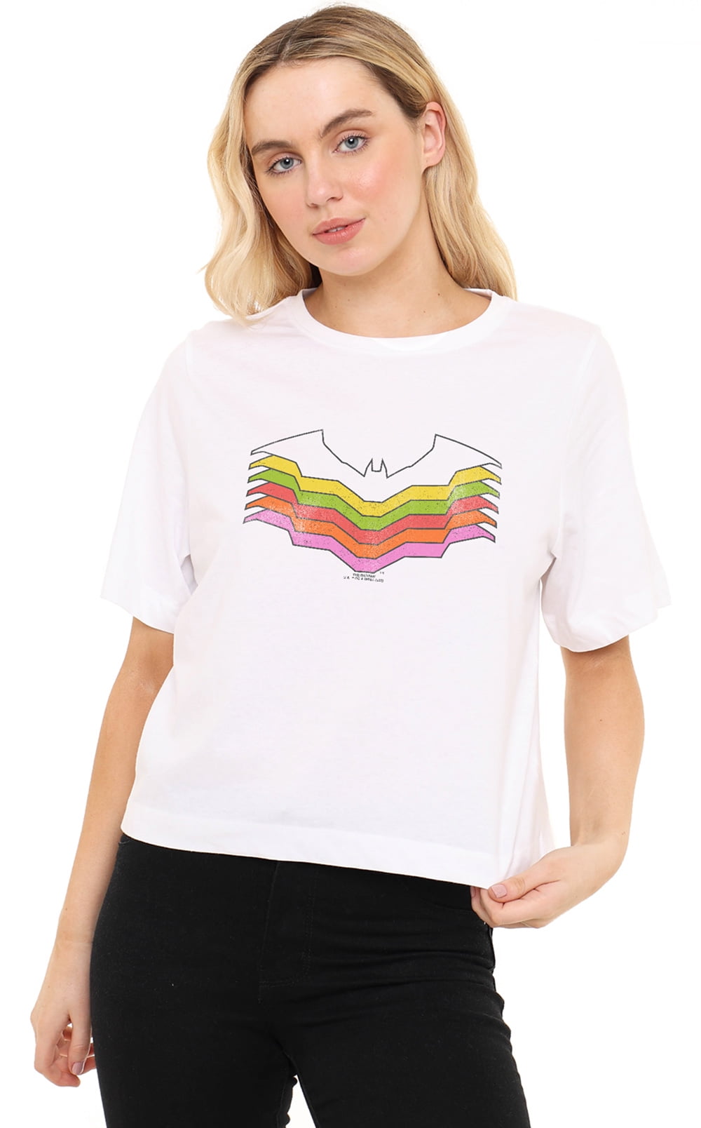 Batman Bat Logo Color Shadows Women's Boxy Cropped T Shirt - Walmart.com