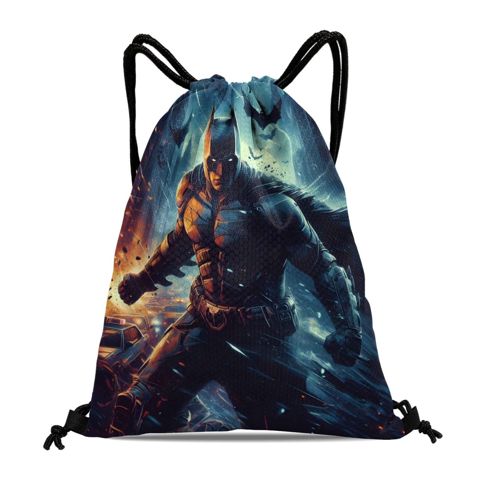 Batman Bat Man-theme Drawstring Backpack Sports Gym Bag Water Resistant ...