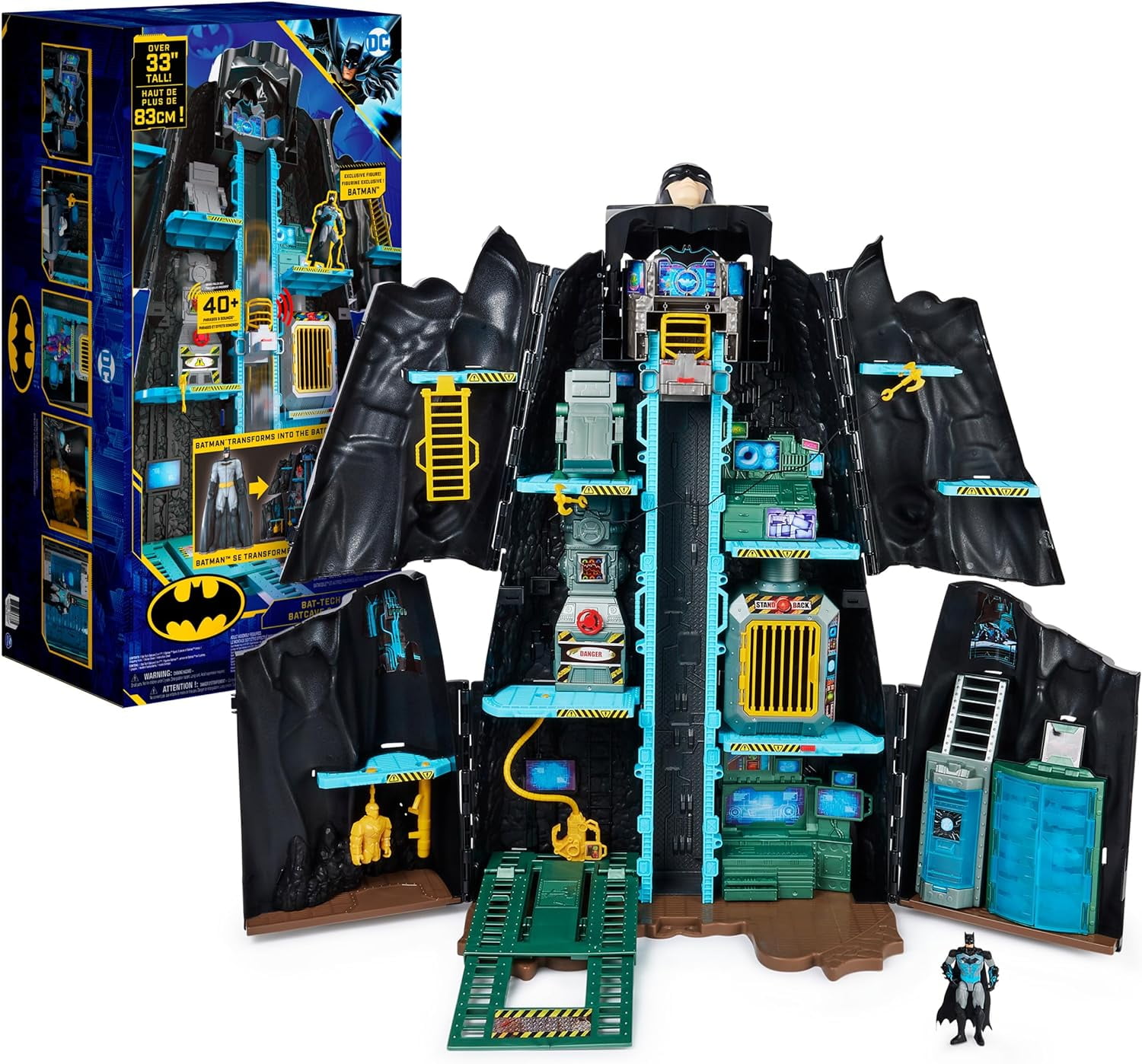 Batman, Bat-Tech Batcave, Giant Transforming Playset with Exclusive 4 ...