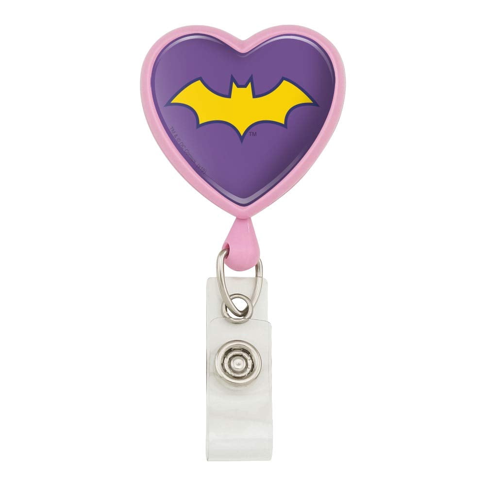Batman Batgirl Logo Heart Lanyard Retractable Reel Badge ID Card Holder ...