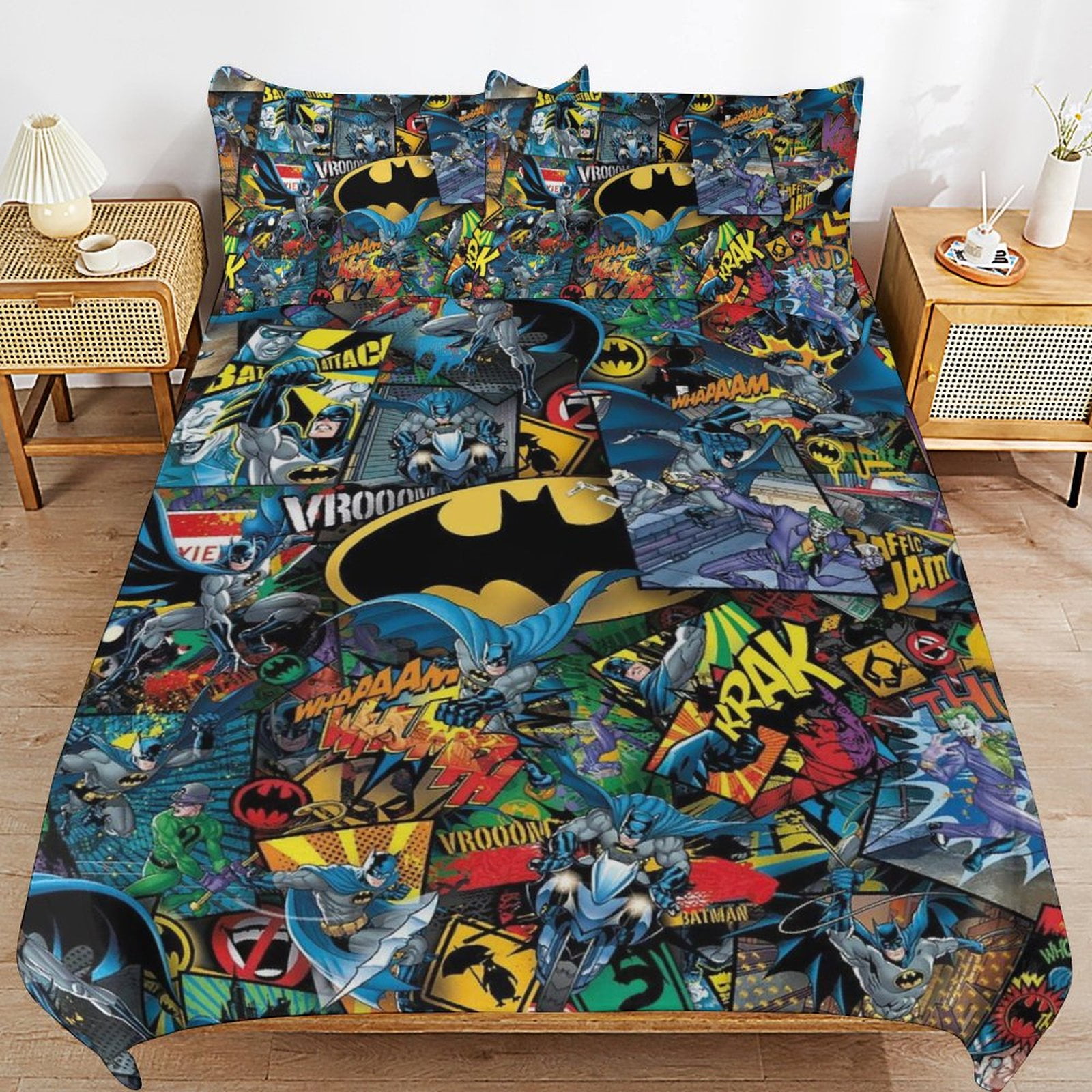 Batman Bedding Sets Ultra Soft Skin-Friendly Duvet Cover 3 Piece, Cute ...