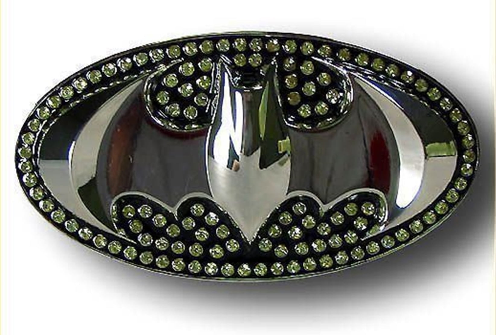 Batman Belt Buckle Silver Chrome Metal with Rhinestones Fashion Costume ...
