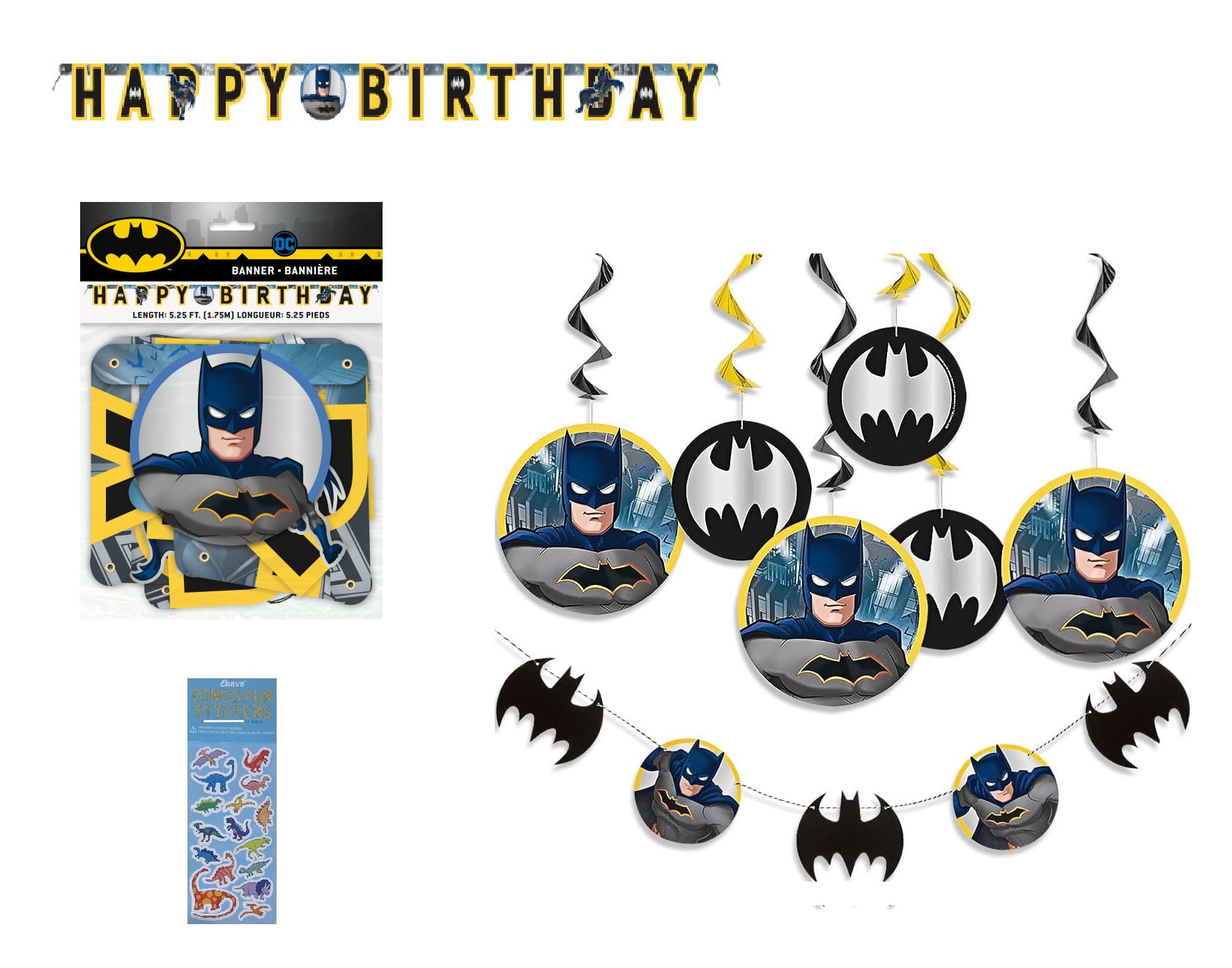 Batman Birthday Party Supplies Bundle includes 1 Happy Banner Paper ...