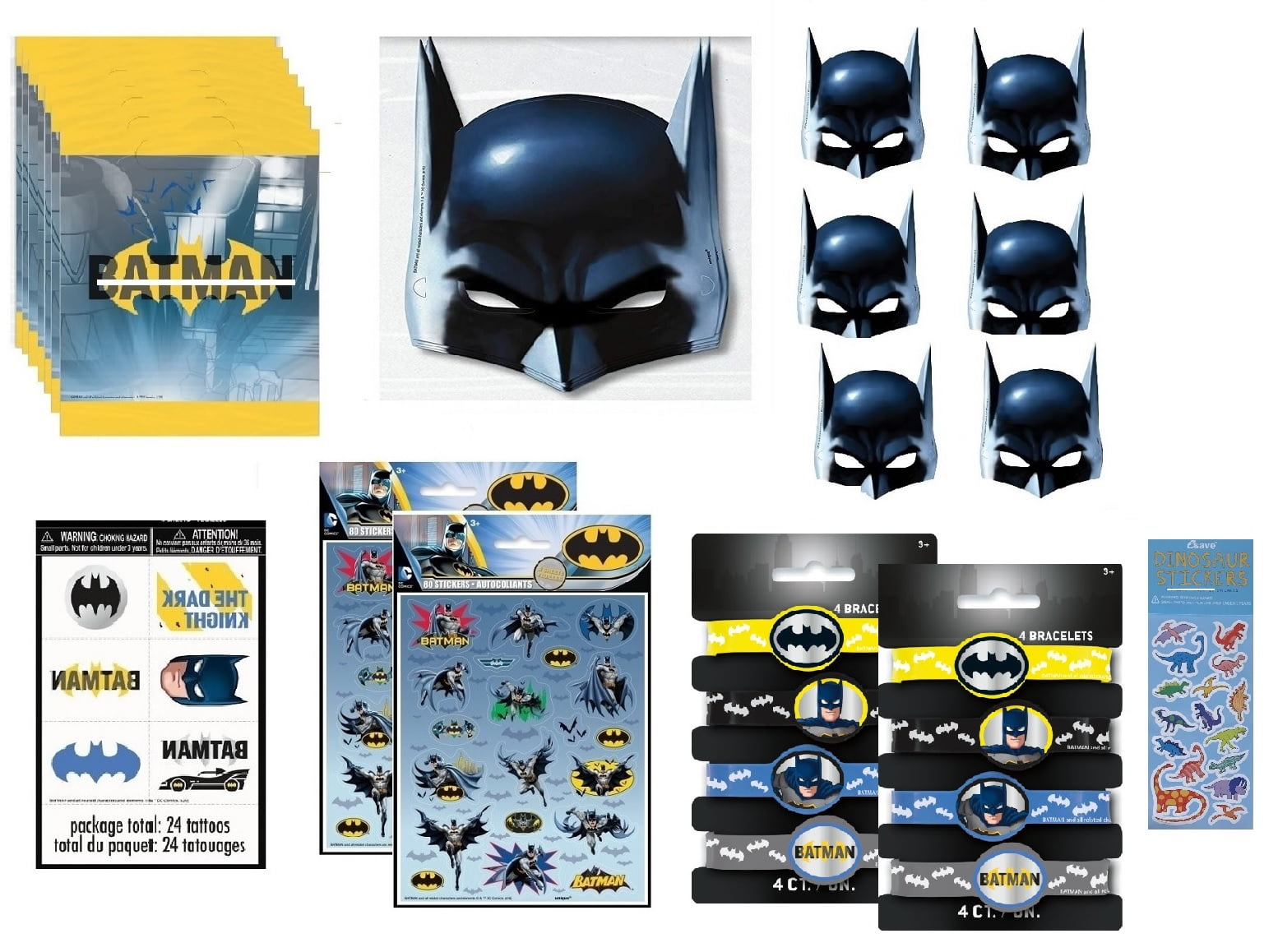 Batman Birthday Party Supplies Favor Bundle Pack includes 8 Loot Bags ...