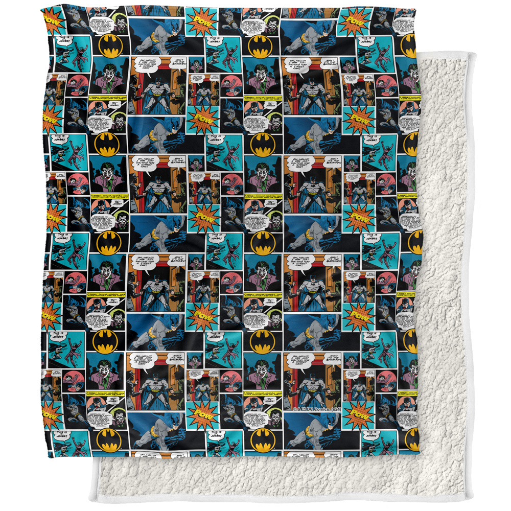 Batman Blanket, 50"x60", Comic Pattern Silky Touch Sherpa Back Super ...