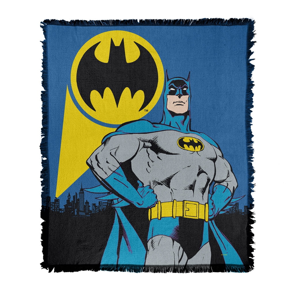 Batman Blanket, 50'x60' Crime Fighter Pose Woven Tapestry Cotton Blend ...