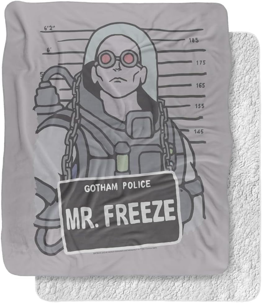 Batman Blanket, 50"x60" The Mr. Freeze Mugshot Silky Touch Sherpa Back ...