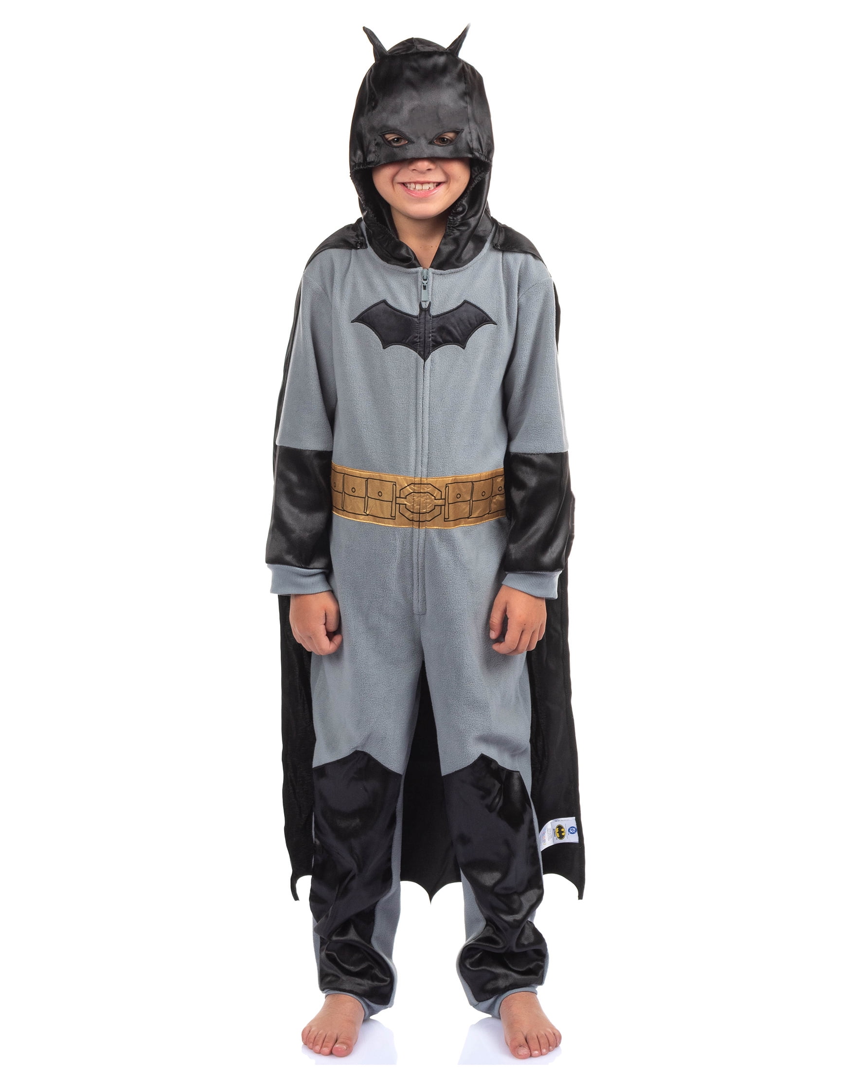 Batman Boy's Costume Union Suit One Piece Pajama With Mask Hood and ...