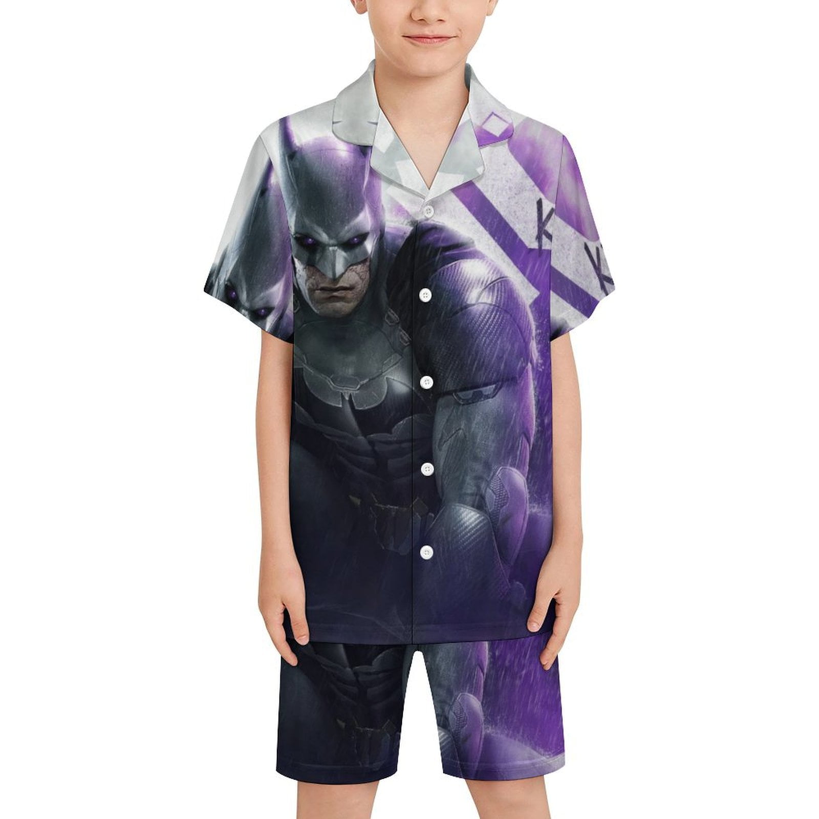 Batman Boys 2-Piece Satin Pajama Set Short Sleeve Top And Shorts, Soft ...