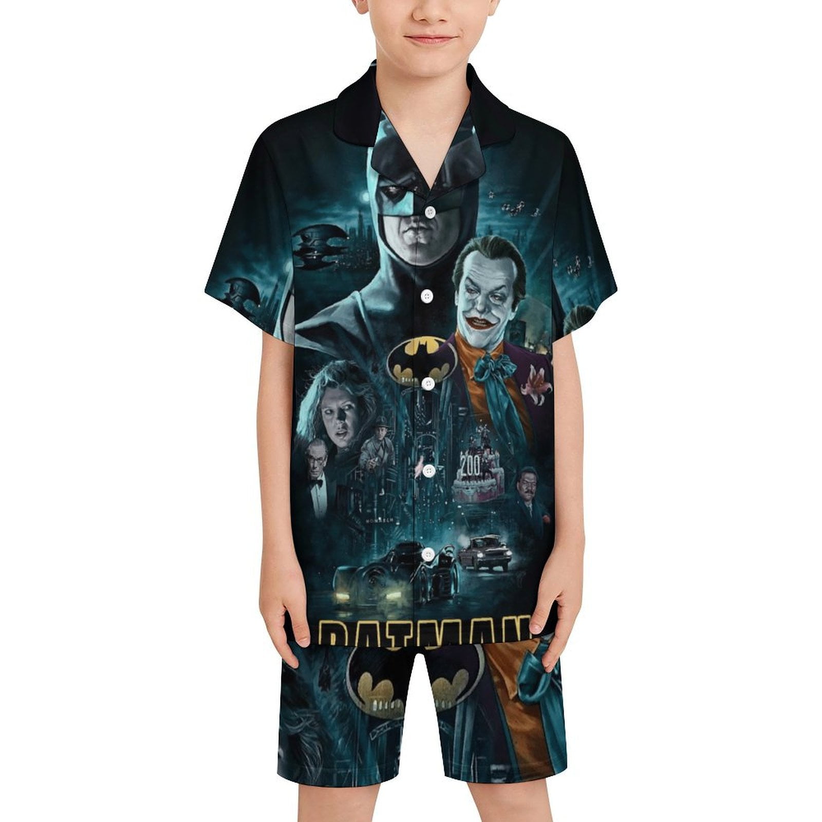 Batman Boys 2-Piece Satin Pajama Set Short Sleeve Top And Shorts, Soft ...