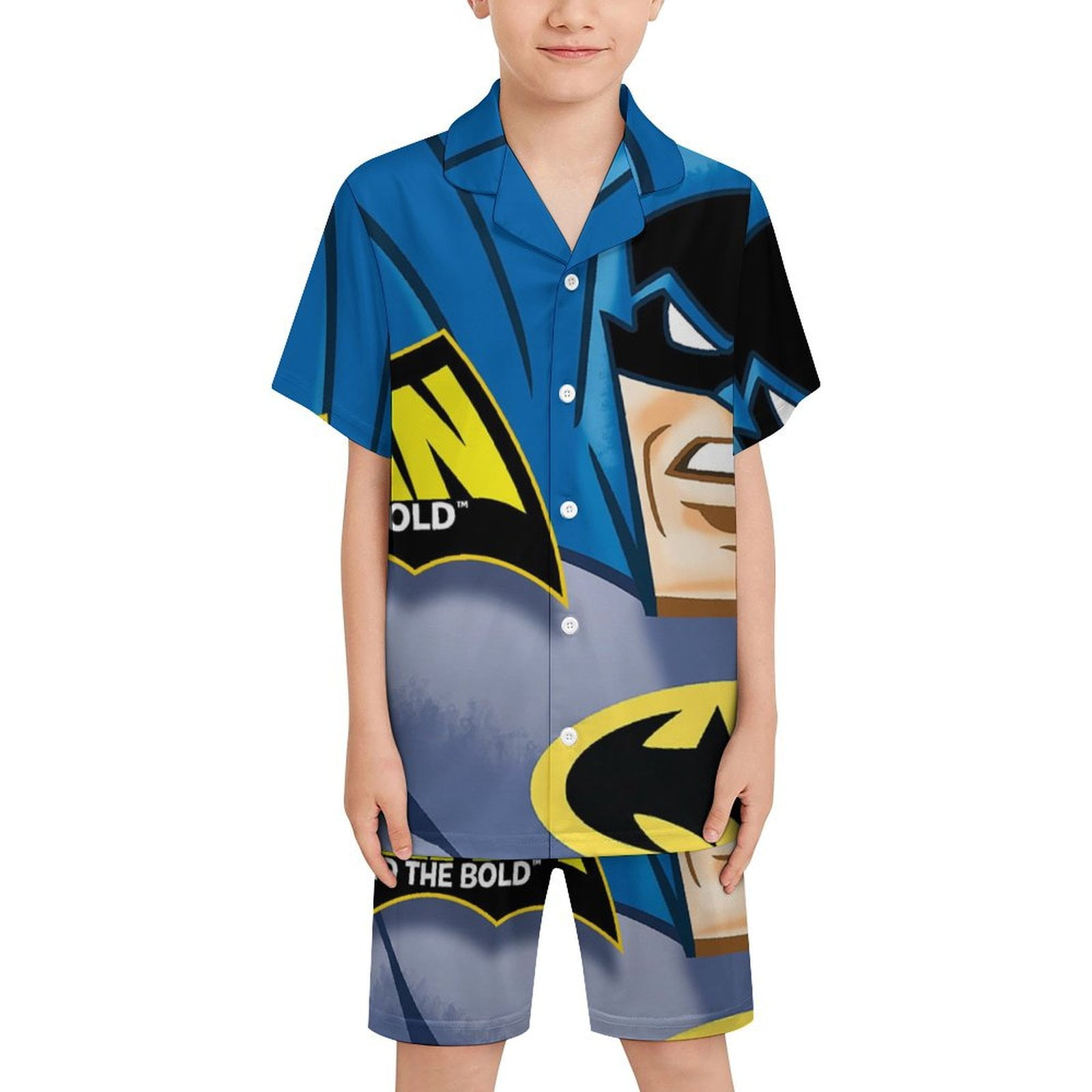 Batman Boys 2-Piece Satin Pajama Set Short Sleeve Top And Shorts, Soft ...