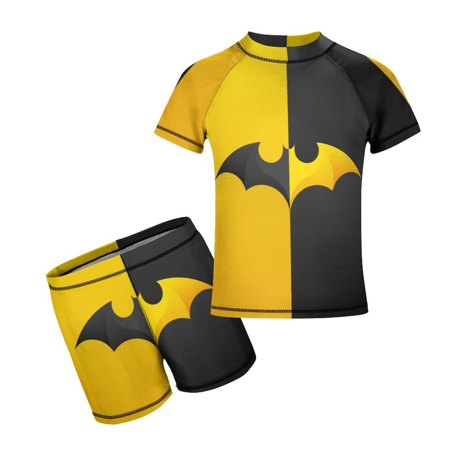 Batman Boys 2-Piece Swimsuit Set, Short Sleeve Rash Guard & Swim Trunks ...