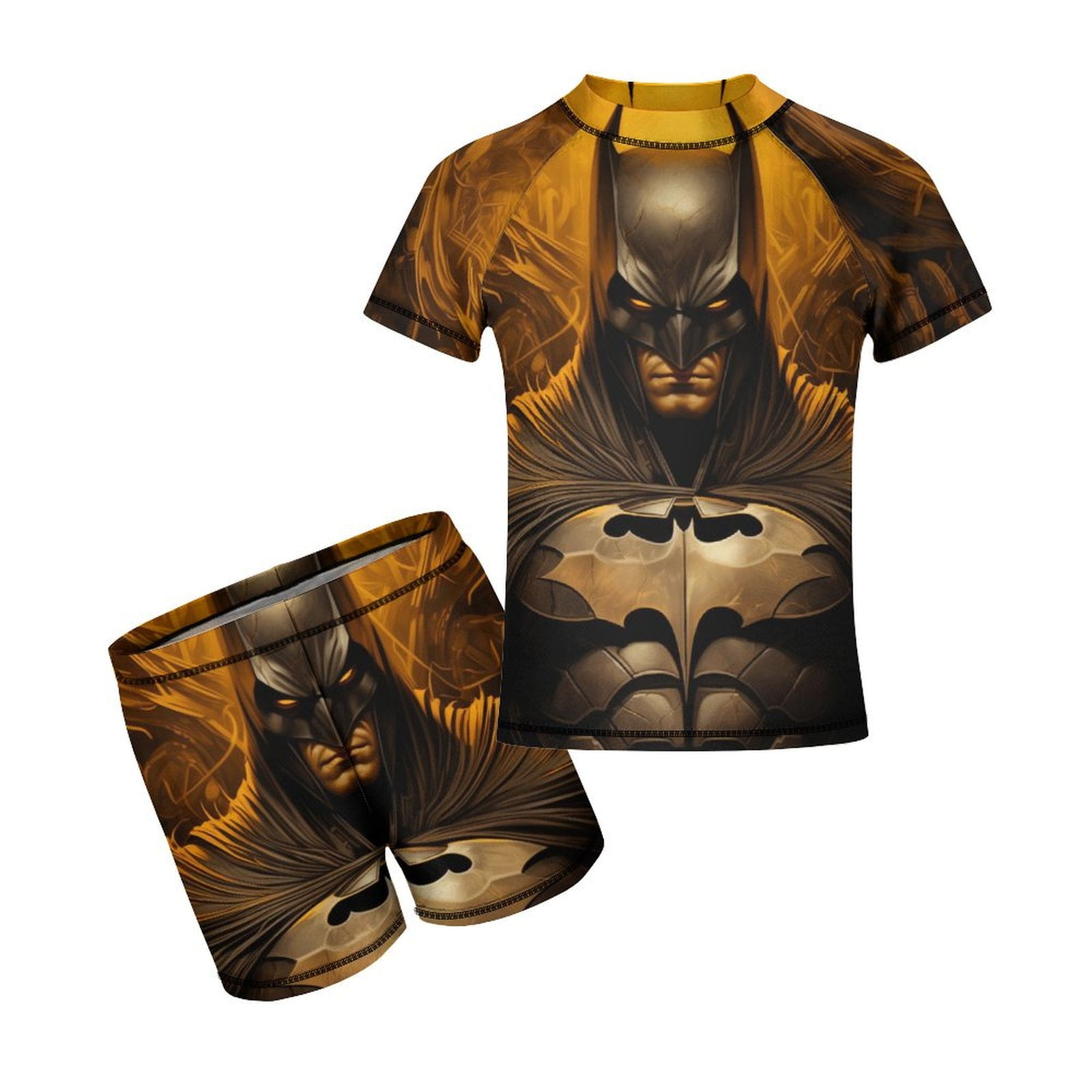 Batman Boys 2-Piece Swimsuit Set, Short Sleeve Rash Guard & Swim Trunks ...