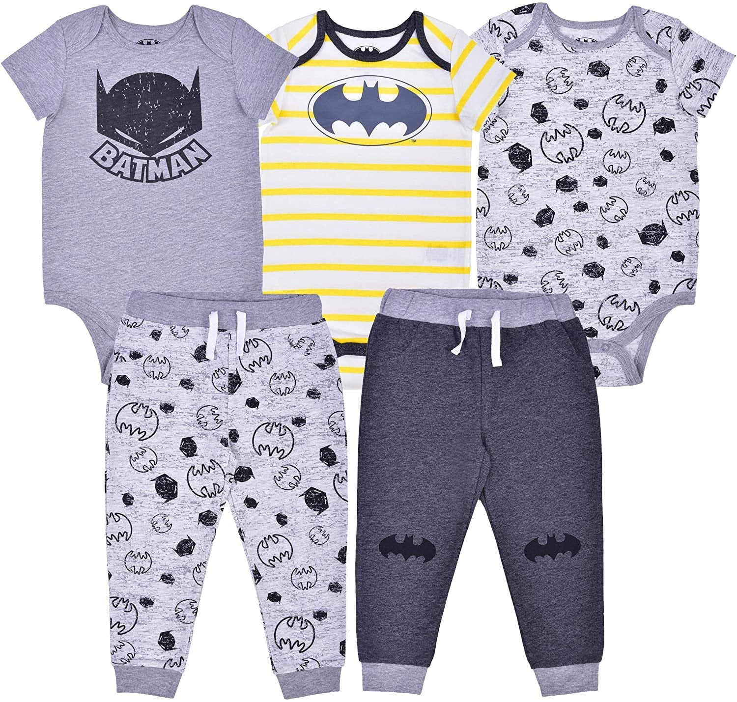 Batman Baby Clothes Outfit: 5 Piece Set with 3 Creeper and 2 Jogger for ...
