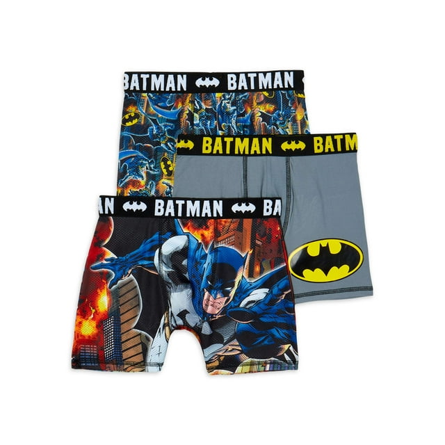 Batman Boys Graphic Boxer Briefs 3 Pack, 100% Cotton, Machine Washable ...