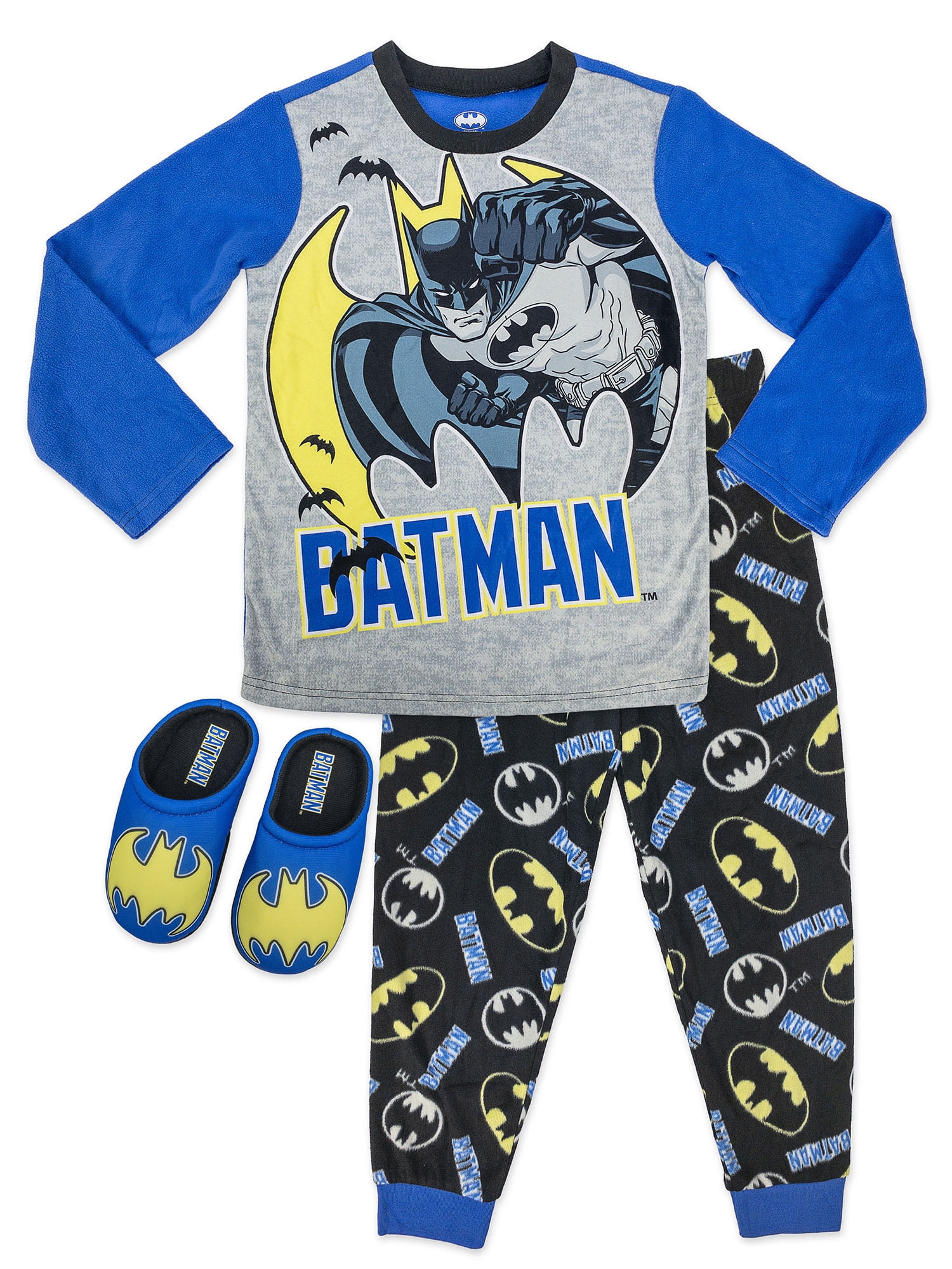 Batman Boys Classic Long Sleeve Top and Pants 2-Piece Pajama Sleep Set ...