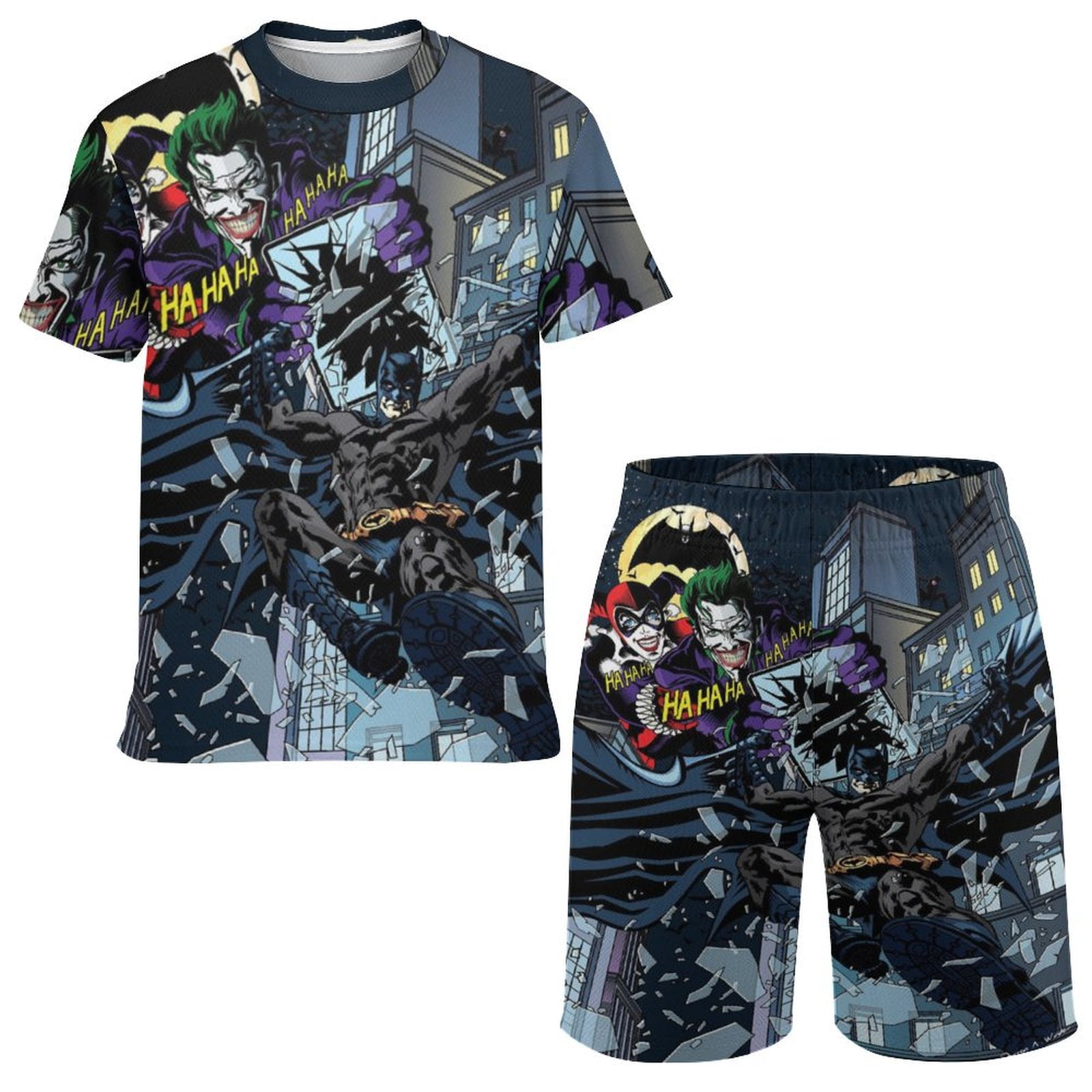 Batman Boys Girls Short Sleeve Mesh T-Shirt And Shorts Outfit Set ...