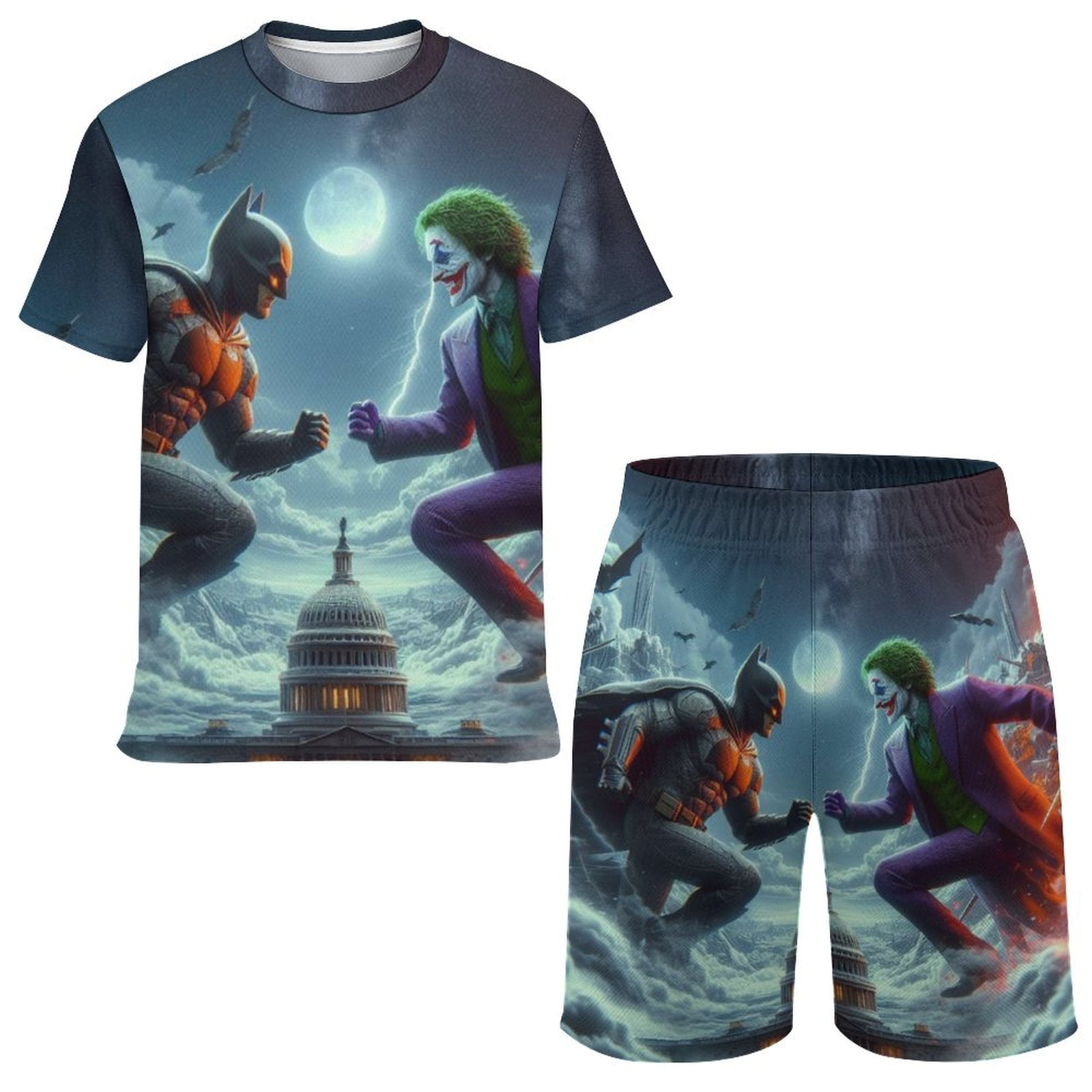 Batman Boys Girls Short Sleeve Mesh T-Shirt And Shorts Outfit Set ...