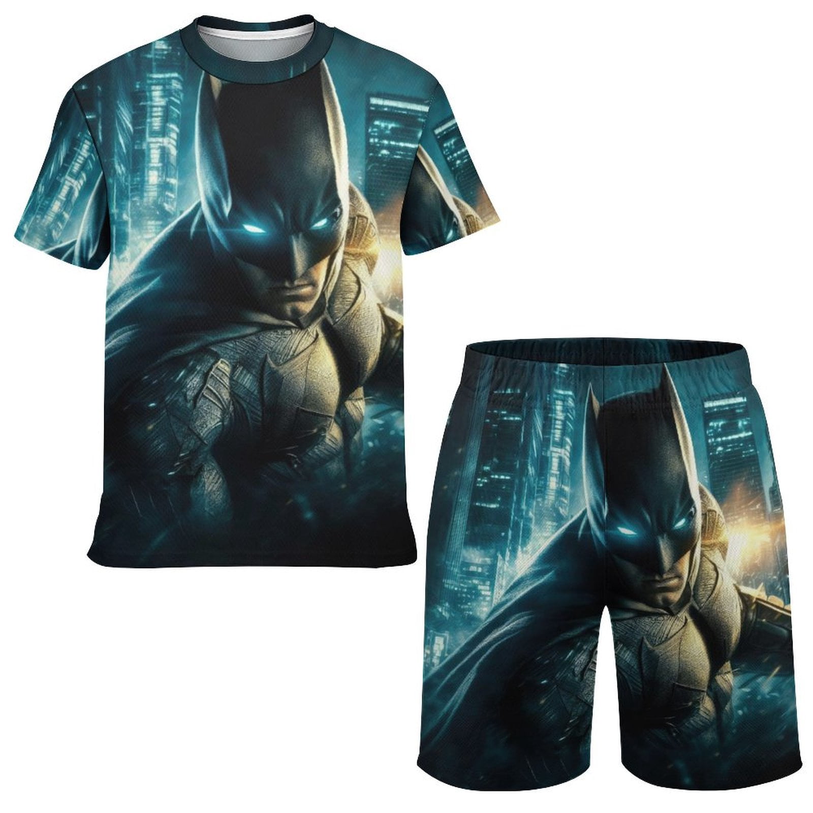 Batman Boys Short Sleeve Mesh T-Shirt And Shorts Outfit Set Summer ...