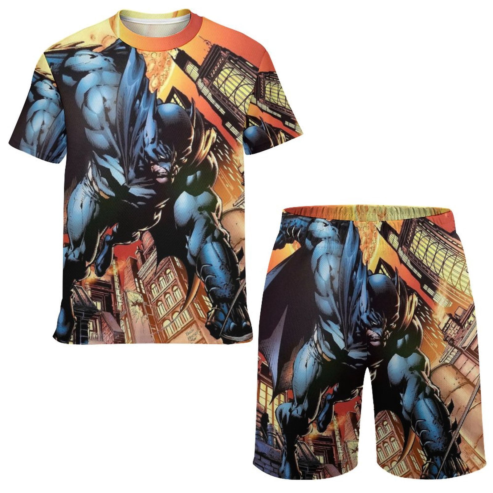 Batman Boys Short Sleeve T-Shirt And Mesh Shorts Outfit Set for Kids ...