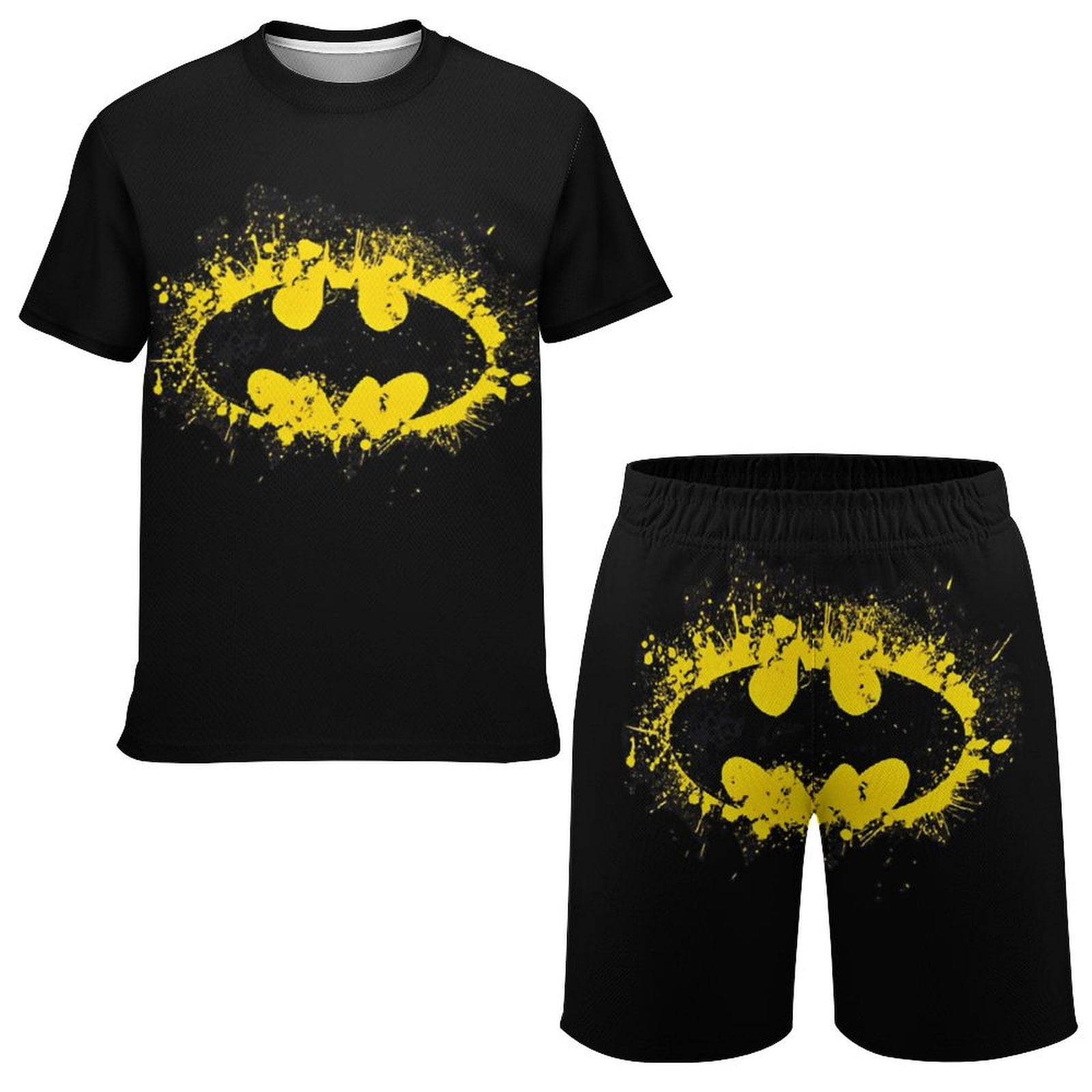 Batman Boys Short Sleeve T-Shirt And Shorts Outfit Set Activewear Mesh ...