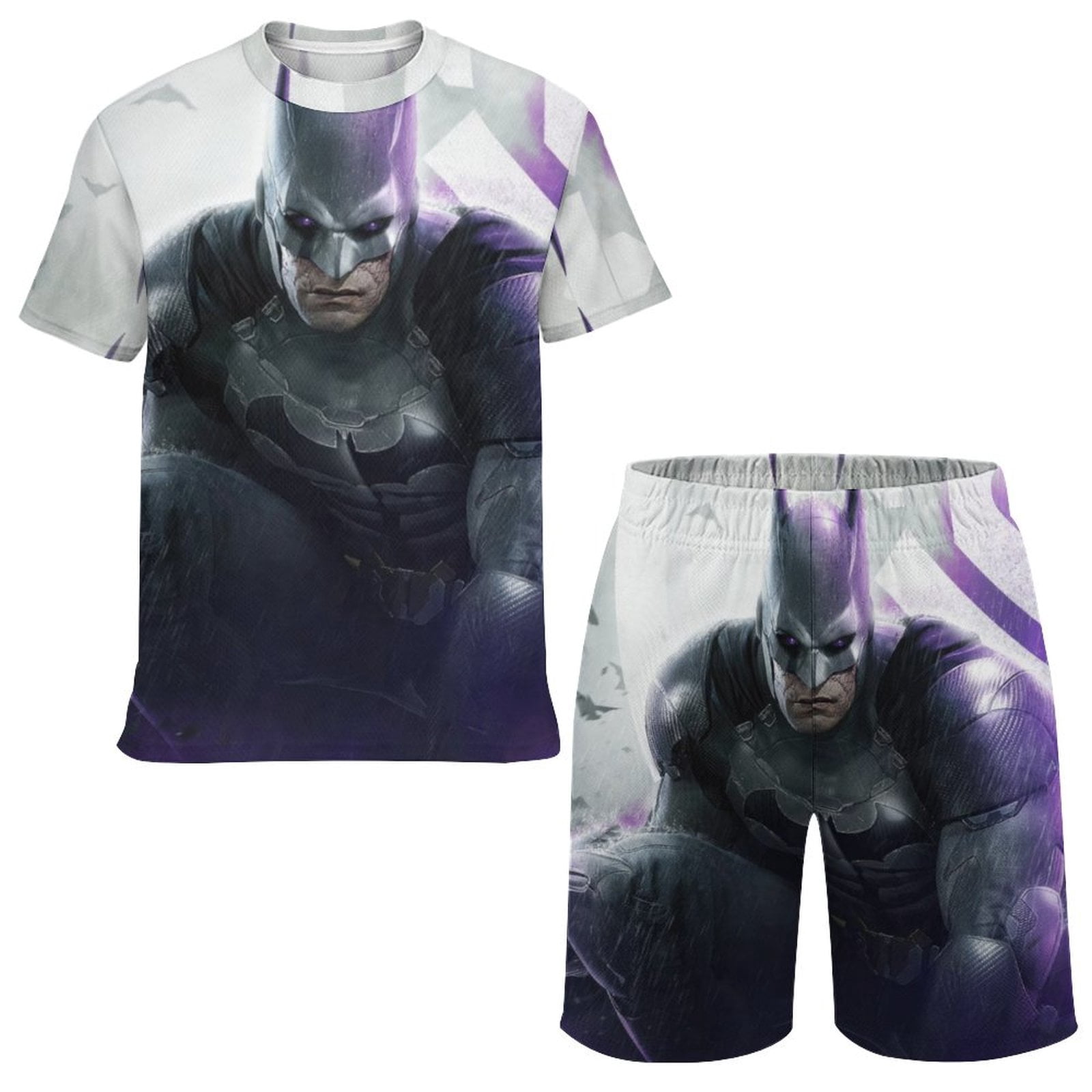 Batman Boys Short Sleeve T-Shirt And Shorts Outfit Set Activewear Mesh ...