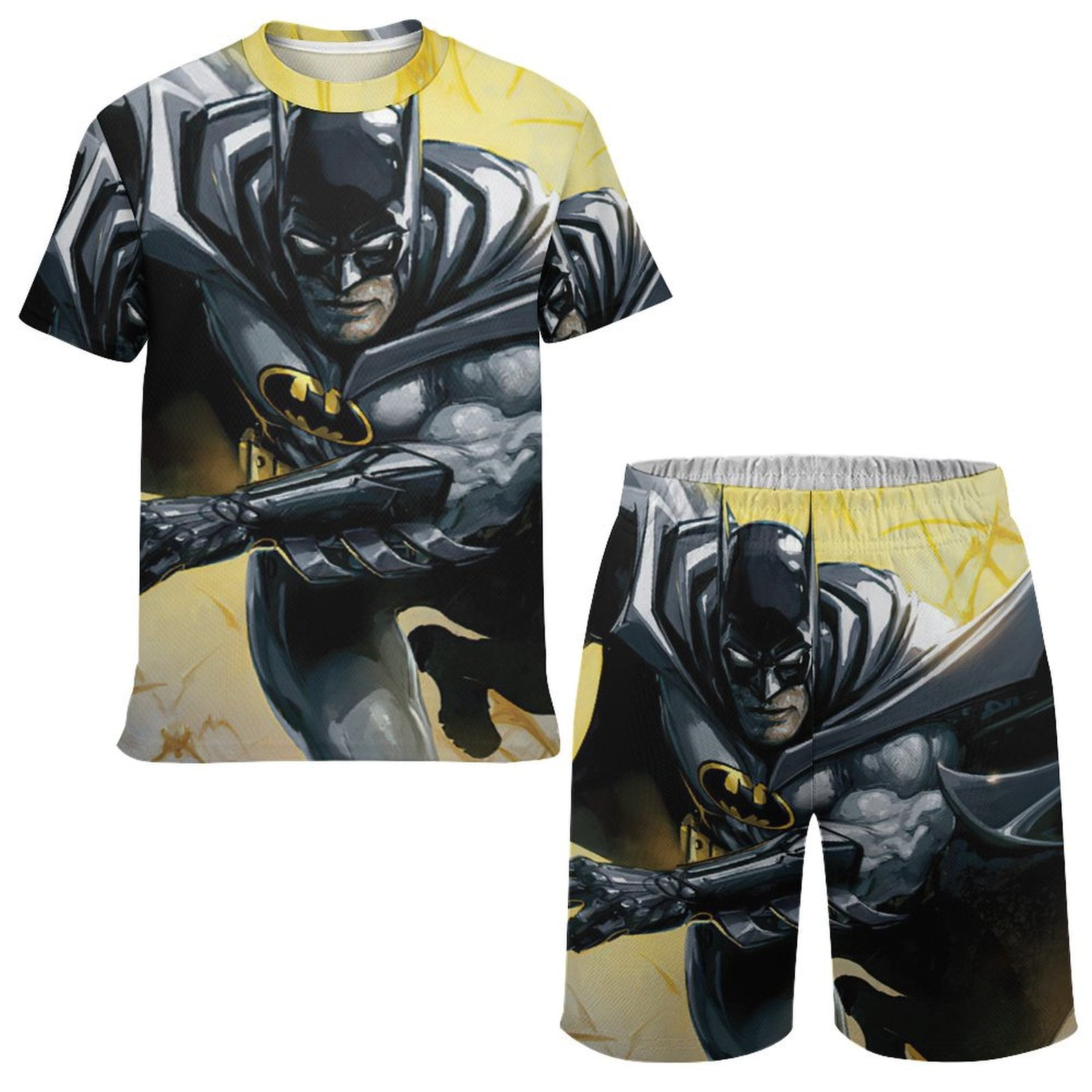 Batman Boys Short Sleeve T-Shirt And Shorts Outfit Set Activewear Mesh ...