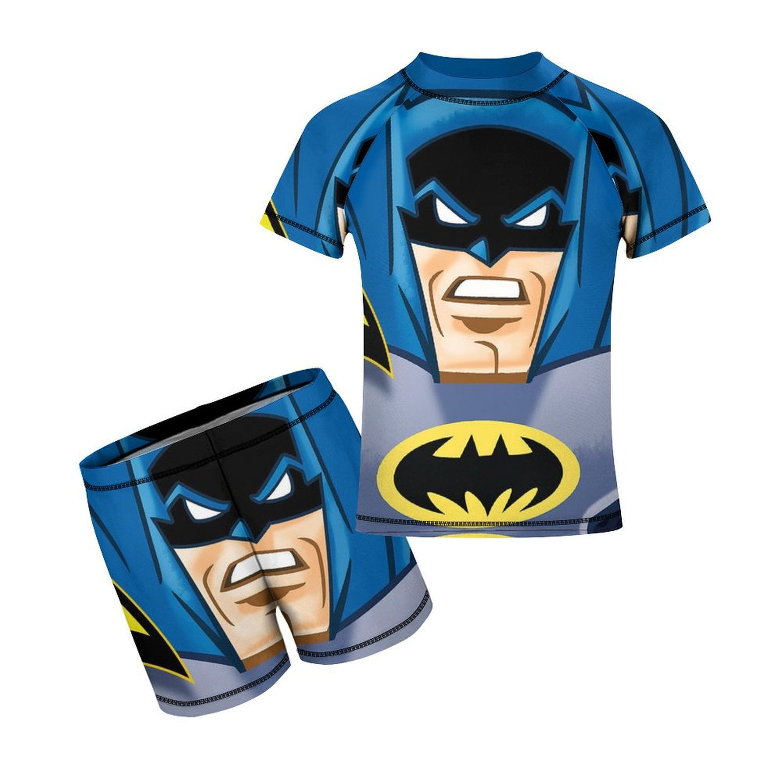Batman Boys Two Piece Swimsuit Kids Swimwear Set Short Sleeve Bathing ...