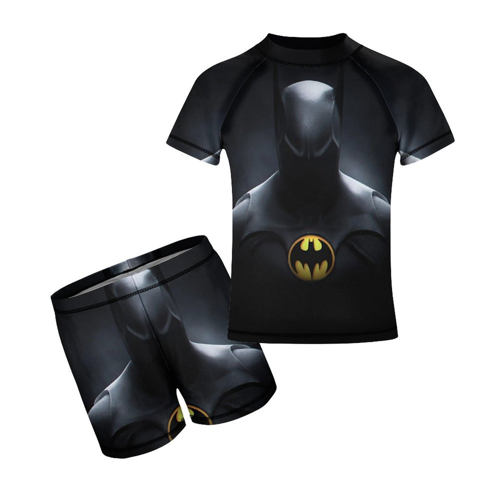 Batman Boys Two Piece Swimsuit Kids Swimwear Set Short Sleeve Bathing ...