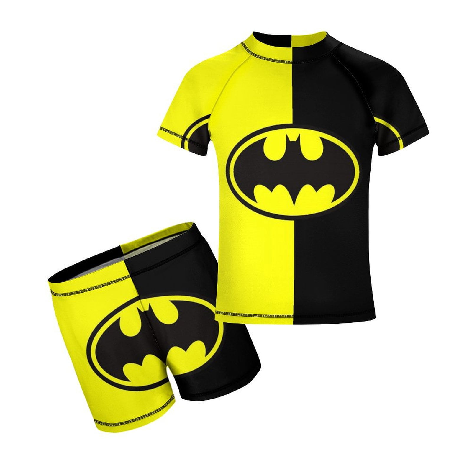 Batman Boys Two Piece Swimsuit Kids Swimwear Set Short Sleeve Bathing ...