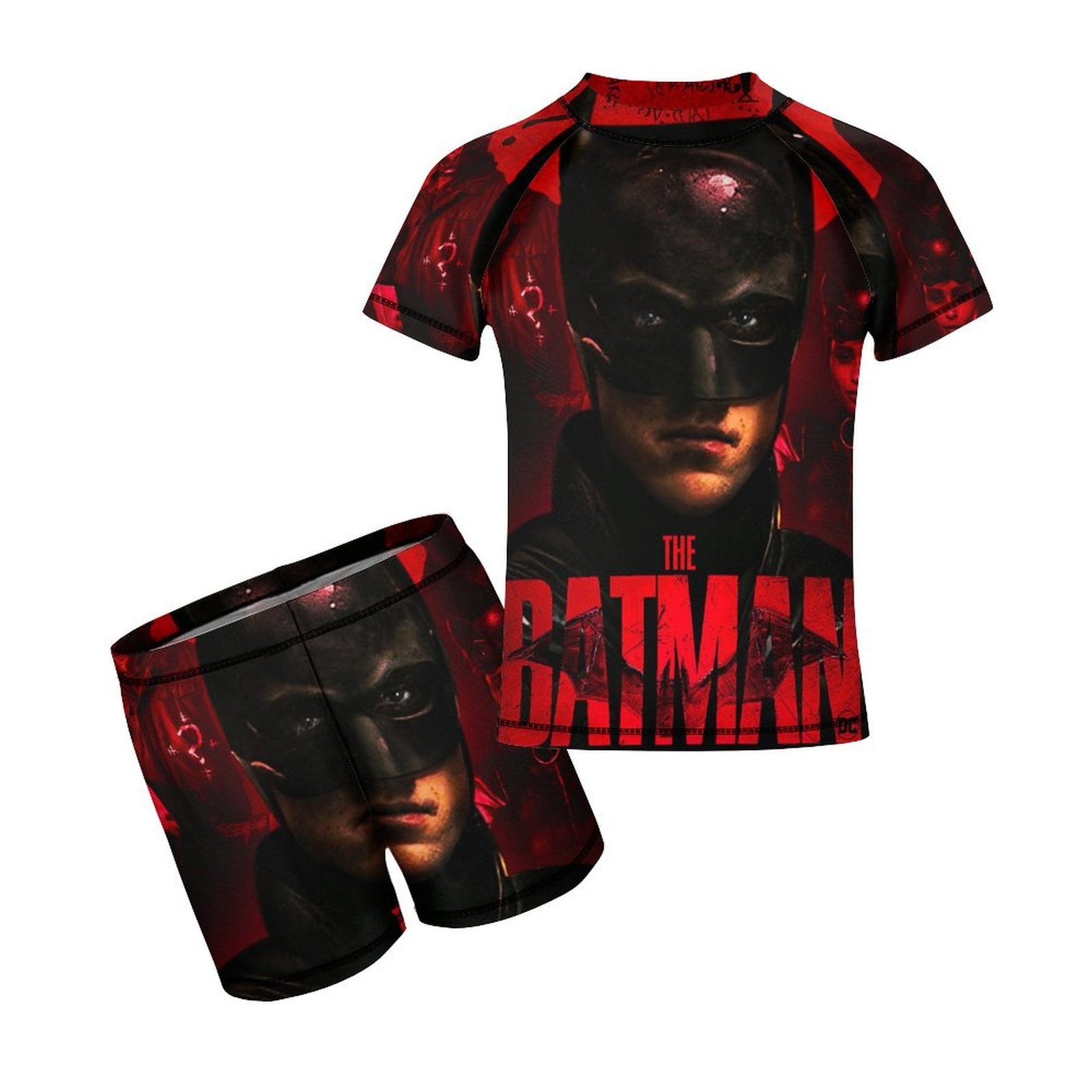 Batman Boys Two Piece Swimsuit Kids Swimwear Set Short Sleeve Bathing ...