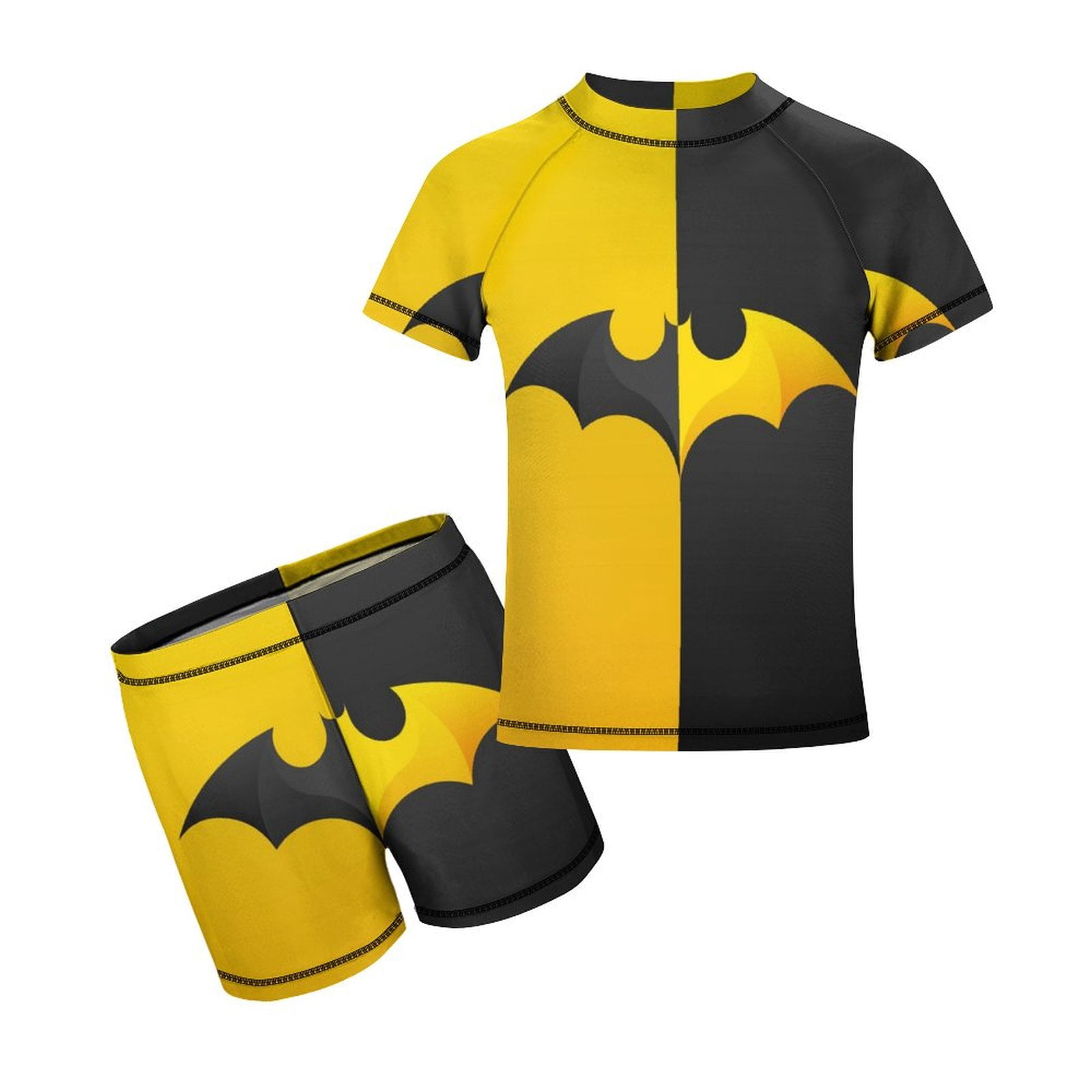Batman Boys Two Piece Swimsuit Kids Swimwear Set Short Sleeve Bathing ...