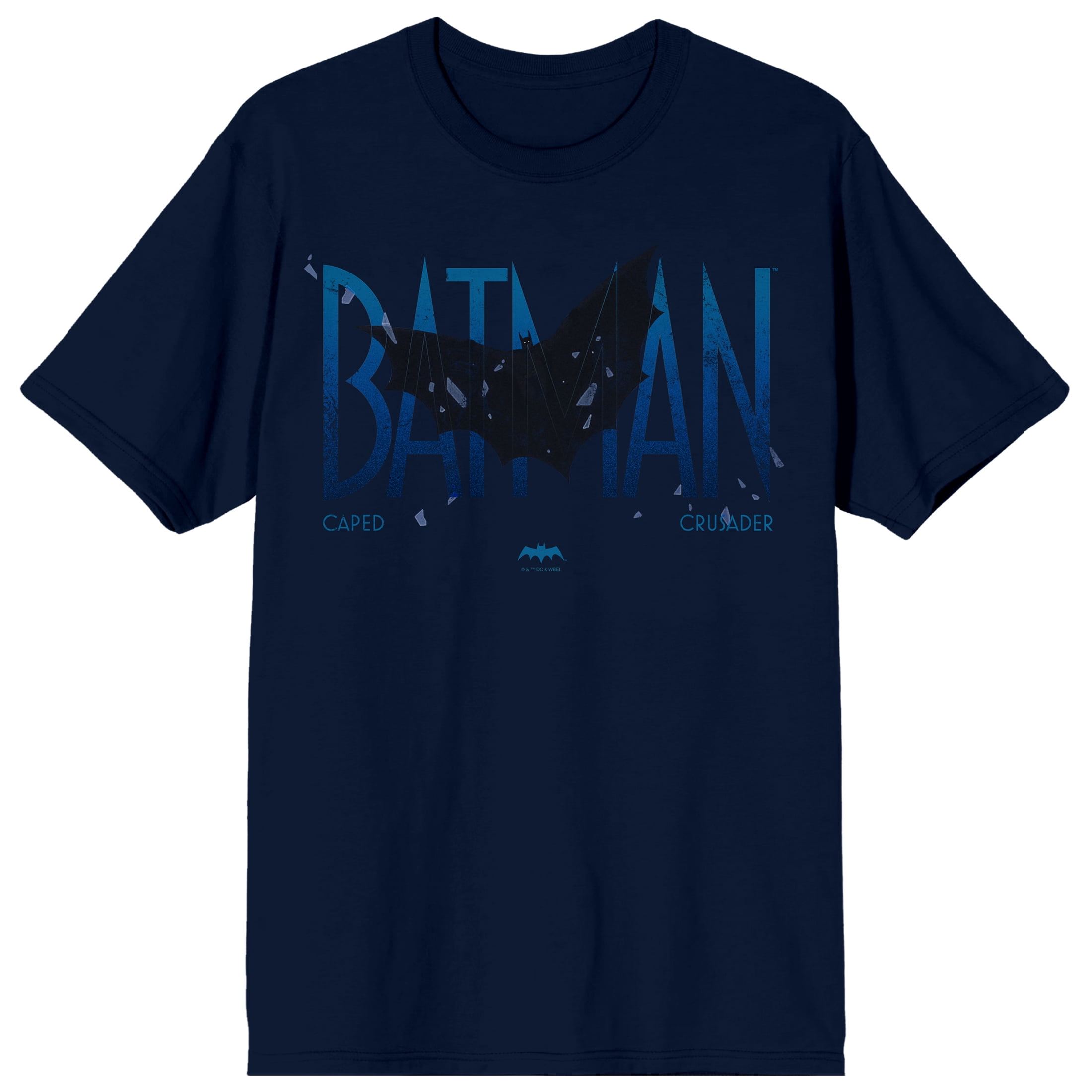 Batman Caped Crusader Batman Silhouette Adult Navy Crew Neck Short ...