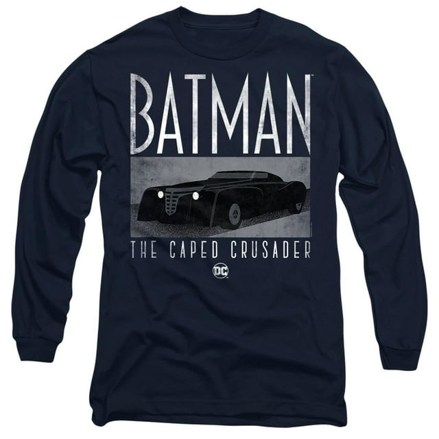 Batman: Caped Crusader Batmobile Unisex Adult Long-Sleeve T Shirt, Navy ...