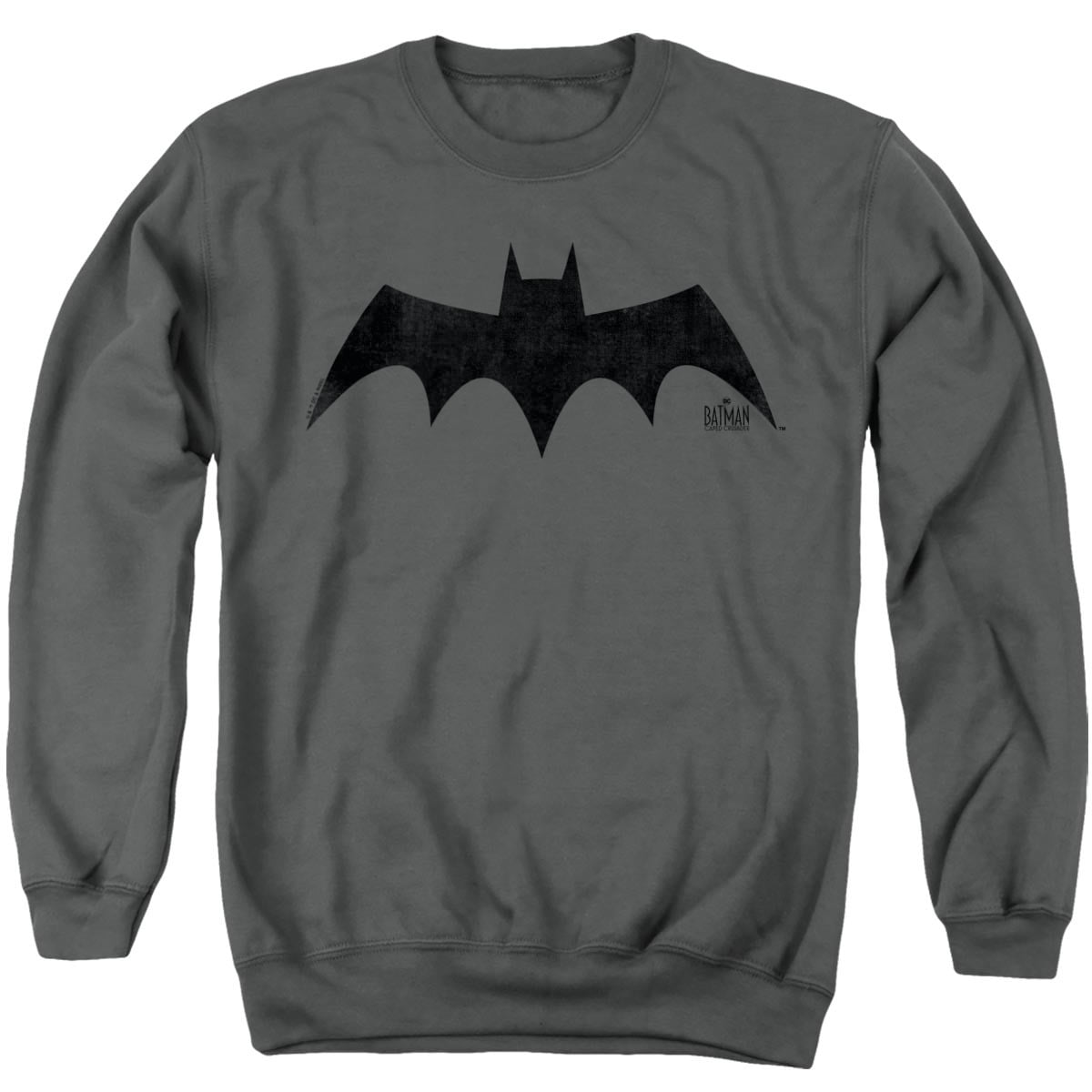 Batman: Caped Crusader Logo Unisex Adult Crewneck Sweatshirt, Charcoal ...
