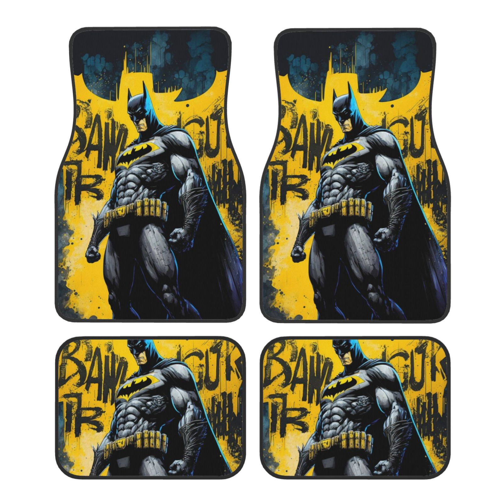 Batman Car Floor Mats Set of 4, Anti-Skid Universal Automotive Carpet ...