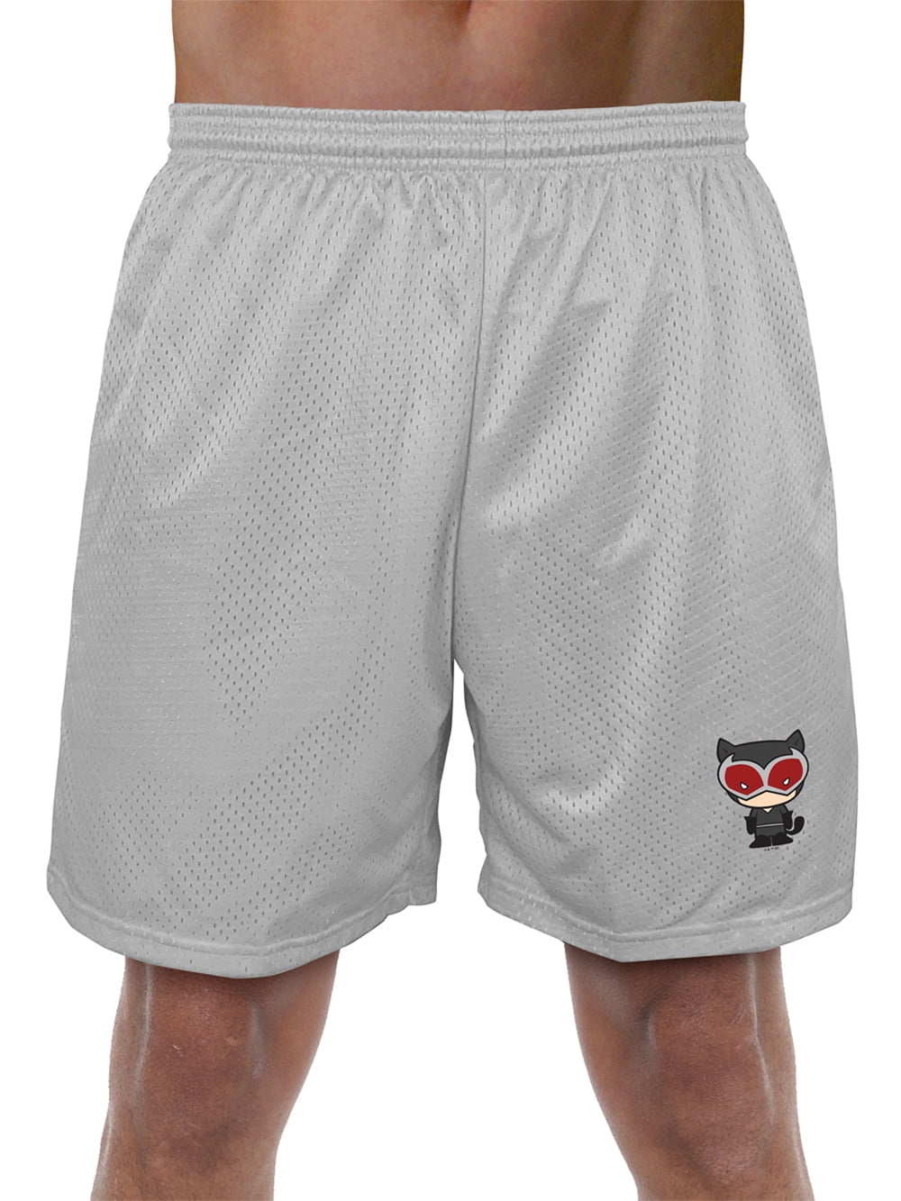 Batman Catwoman Cute Chibi Character Mens Lined Mesh Shorts, Silver, X ...