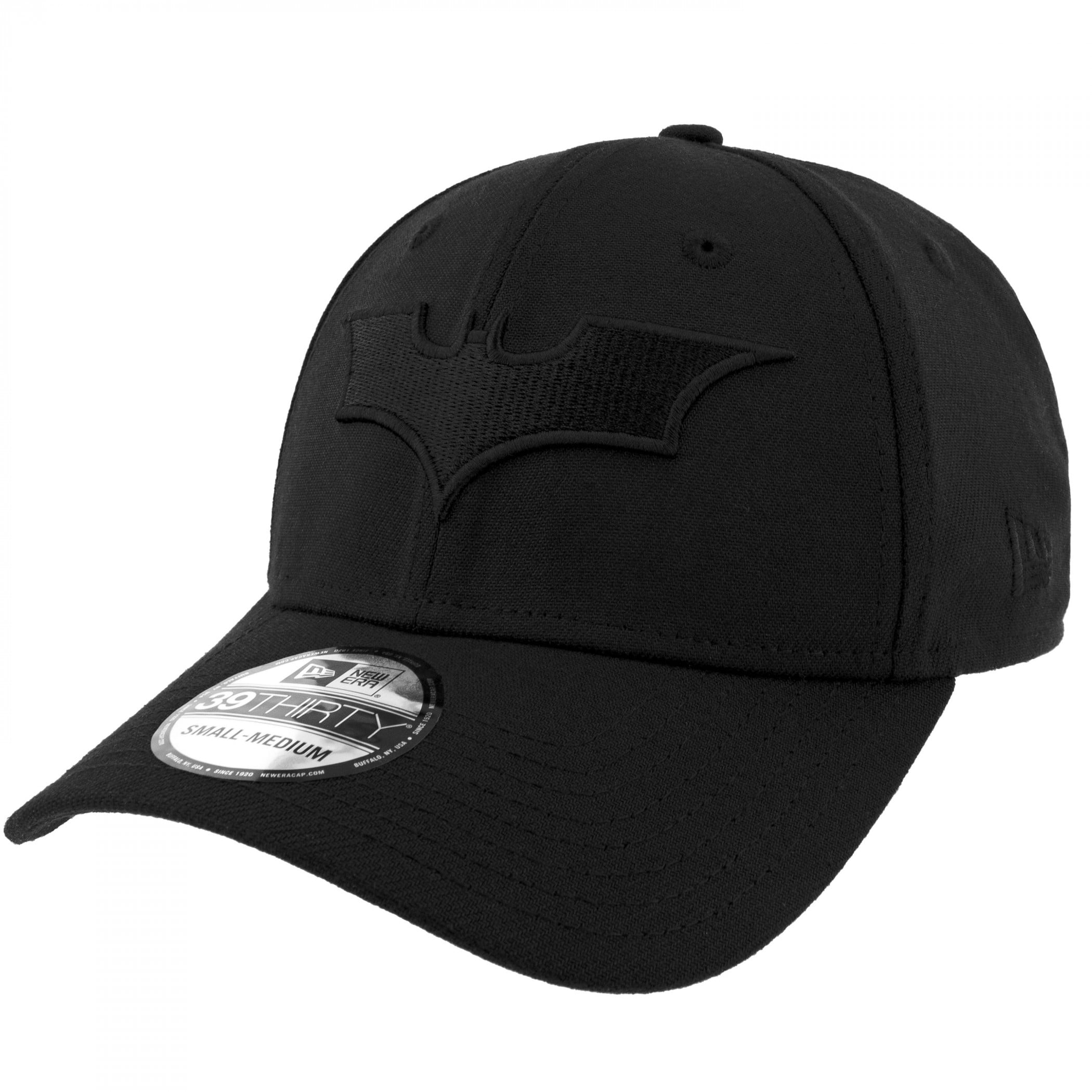 Batman Dark Knight Trilogy Logo Black on Black New Era 39Thirty Fitted ...