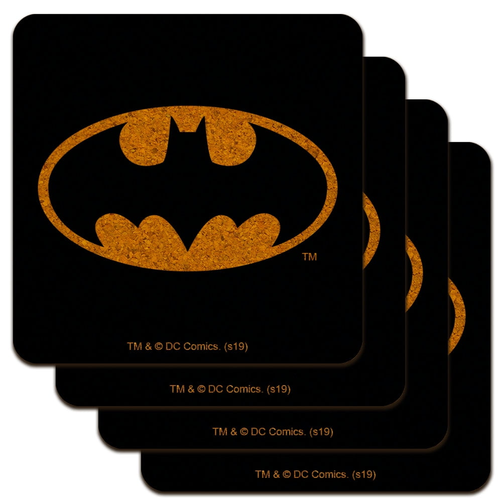 Batman Classic Bat Shield Logo Low Profile Novelty Cork Coaster Set ...