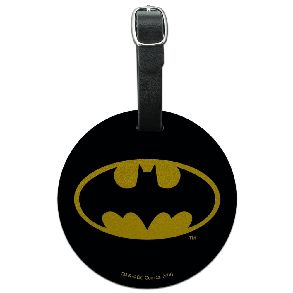 Batman Classic Bat Shield Logo Round Leather Luggage Card Suitcase ...