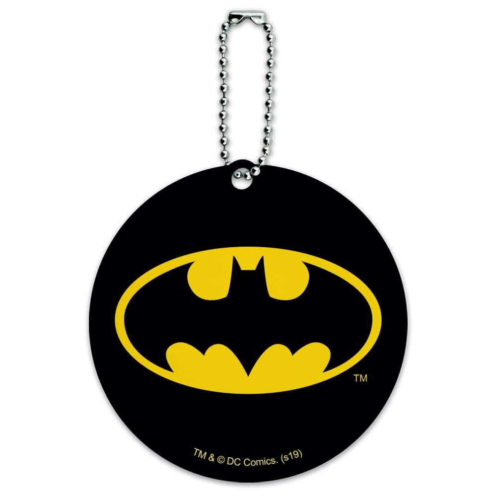 Batman Classic Bat Shield Logo Round Luggage ID Tag Card Suitcase Carry ...