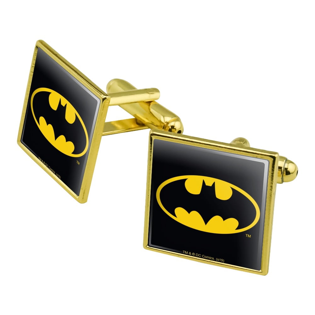 Batman Classic Bat Shield Logo Square Cufflink Set - Silver or Gold ...