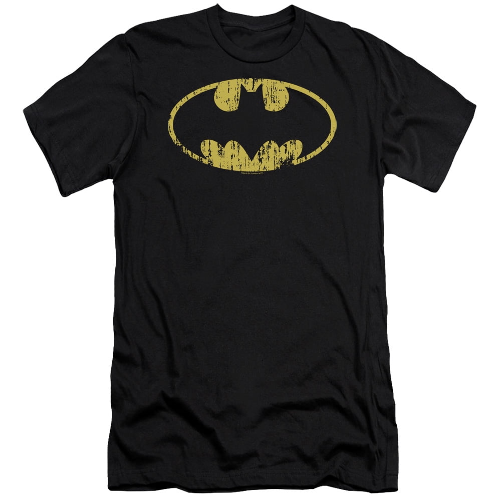 Batman Classic Logo Distressed Premium Canvas T-Shirt Adult Slim Fit 30 ...