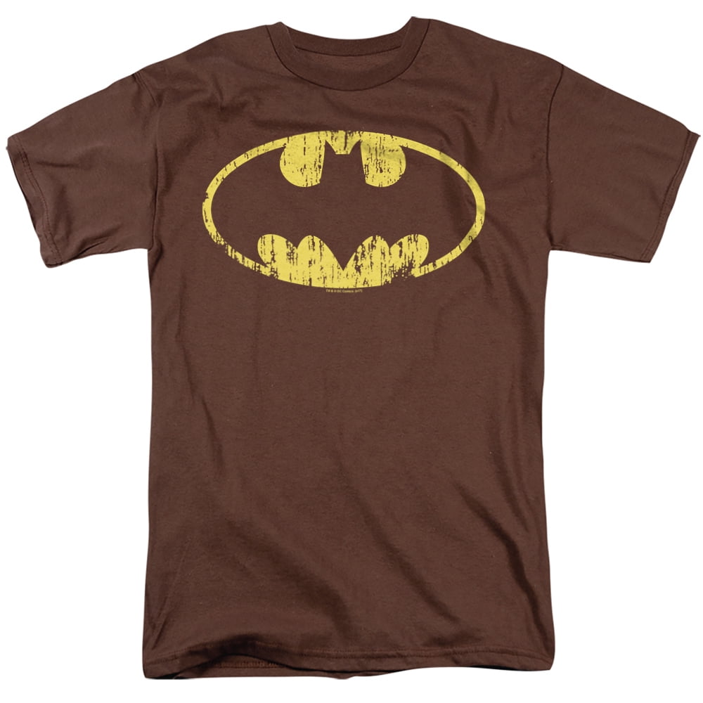 Batman Classic Logo Distressed Unisex Adult T Shirt, Coffee, X-Large ...